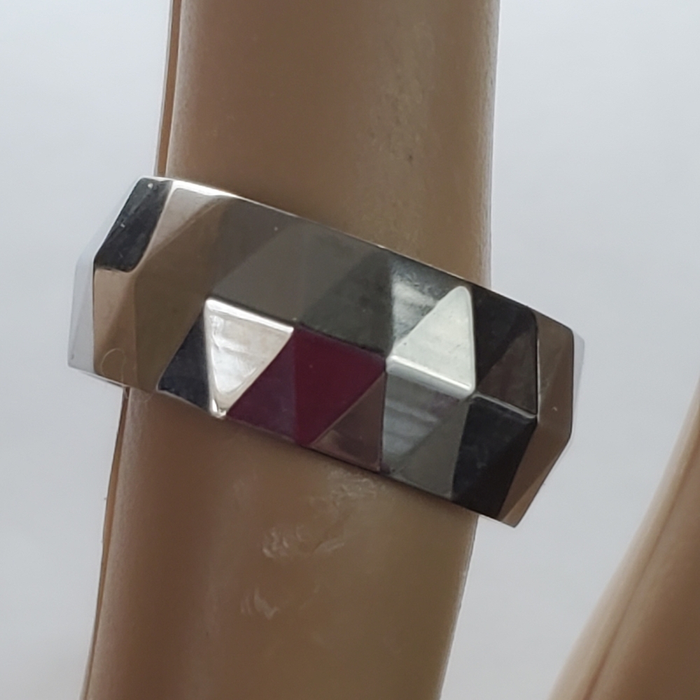 Jewelry | Silver Stainless Steel Triangle Edged Band Ring Sizes 55 8 ...